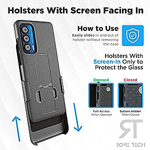 Rome Tech Belt Clip Holster Case for Motorola Edge 2021 / Verizon Moto Edge 5G UW - Slim Shell Holster Combo - Rugged Phone Cover with Kickstand Compatible with Motorola Edge 5G UW - Black