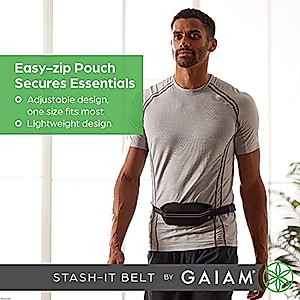 Gaiam Stash-It-Belt Running Pack Accessories Storage Belt Bag for Women and Men - Adjustable Belt with Moisture-Wicking Fabric - Lightweight Run Belt for Exercise & Fitness, Leisure and Travel