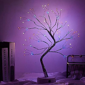 Yiliaw 20 Inch Bonsai Tree Light, RGB 108 LEDs Tabletop Night Lights with Remote Control, 16 Color Changeable Led Artificial Tree Lamp, Cute Room Decor, Home Decorations for Bedroom