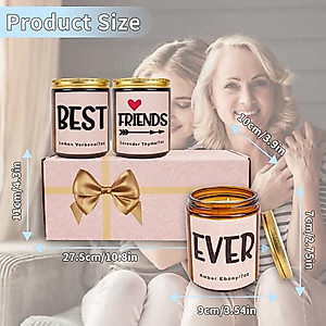 Best Friend Birthday Gifts for Women Girls, Christmas Thanksgiving Birthday Gifts for Friends Female, Pretty Best Friend Ever Scented Candles Gifts Set (3 Pack, 7 Oz)