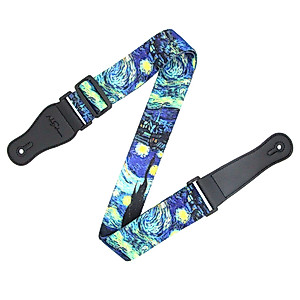 NeuSchwan Van Gogh Starry Night Guitar Strap, Includes 2 Silicone Strap Locks & Strap Button. Adjustable Guitar Straps for Electric/Acoustic Guitar/Bass