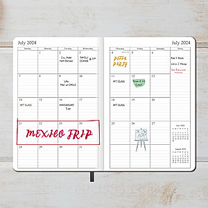 2024-2025 Academic Planner - Weekly and Monthly Planner July 2024 - June 2025, Holidays, Contacts and Notes Pages, Vegan Leather Cover, Elastic Closure, 5.5”x8.25”, Grey