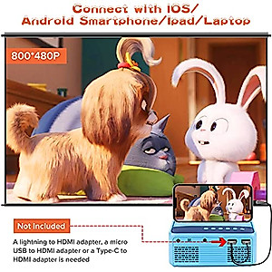 Mini Video Projector for Cartoon, Portable Outdoor Movie Projector for Kids Gifts, XOPPOX Small Home Theater Projector for Phone with HDMI USB AV Interfaces