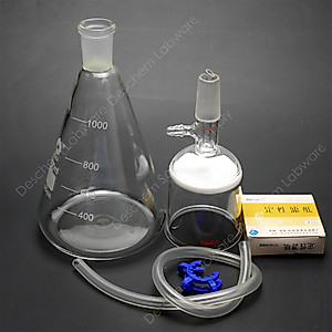 Deschem 1000ml,Suction Filtration Device,200ml Buchner Funnel,1L Erlenmeyer Flask,70mm Filter Paper