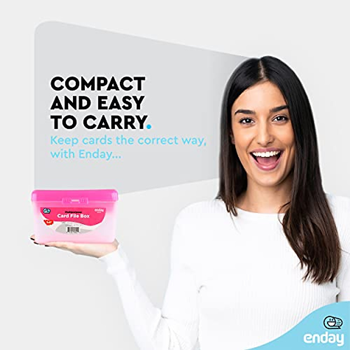 Index Card Holder Pink, 3x5 Note Flash Card Organizer Case, Index Card File w/ flip top, Notecard Recipe, Holder, Holds 250 Cards, Also Available in Purple, Red, Green, Blue, Grey (1 PC) - By Enday