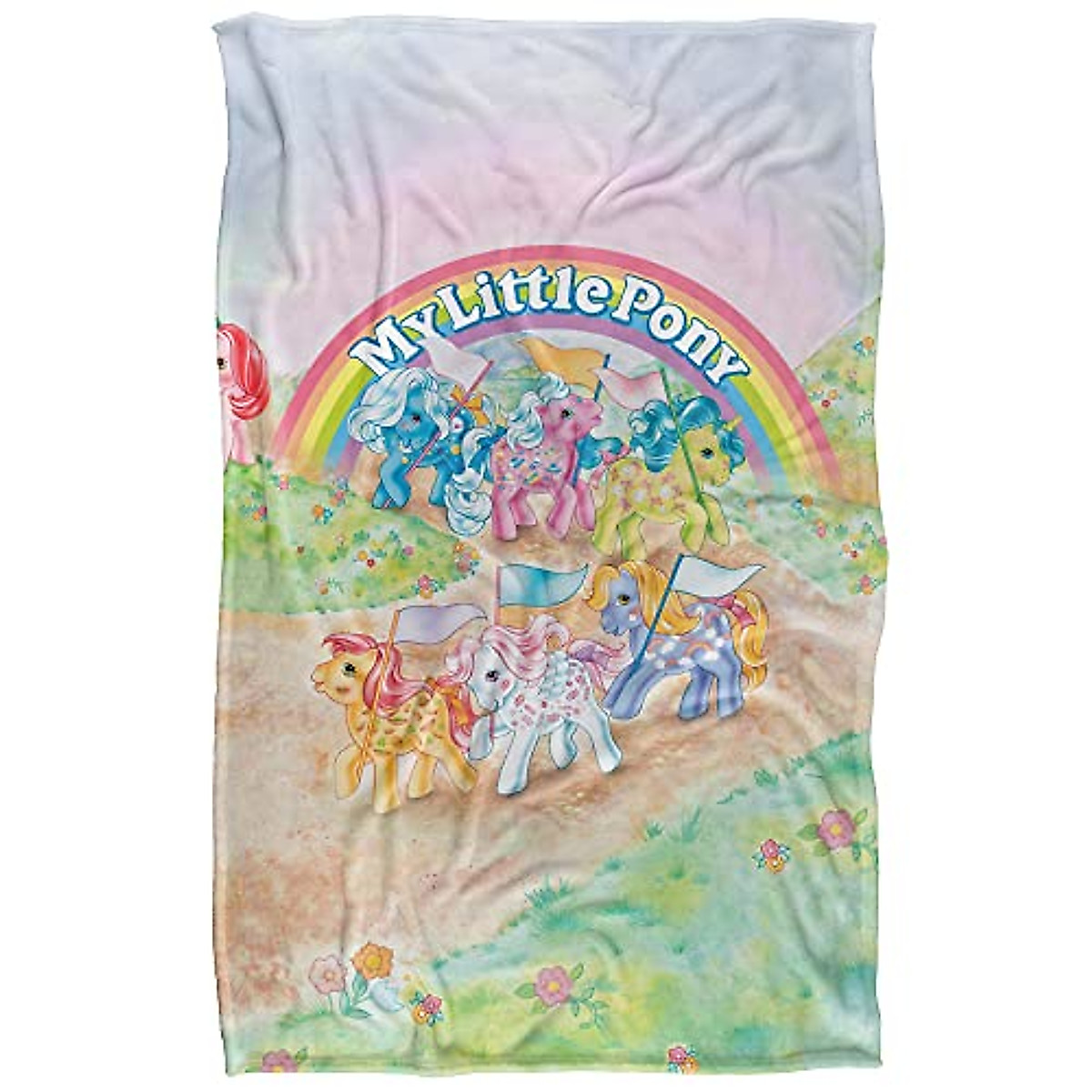 Trevco My Little Pony Retro Classic Ponies Silky Touch Super Soft Throw Blanket 36" x 58"