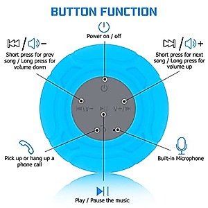 Annlend Waterproof Bluetooth Shower Speaker Portable Wireless Water-Resistant Speaker Suction Cup,Built-in Mic Gifts for Kids Speakerphone for iPhone Phone Tablet Bathroom Kitchen - Blue