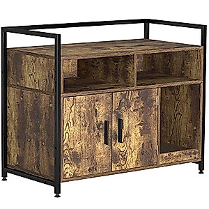 GDLF Iron & Wood Sturdy Structure Large Pet Crate Cat Washroom Hidden Cat Litter Box Enclosure Furniture as Nightstand with Cat Scratch Pad Easy Assembly (Brown)