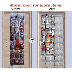 KIMBORA Large Hanging Storage Organizer Wide Over the Door Pantry Organizer kids Shoe Rack with 40 Mesh Pockets for Bathroom Cleaning Room, Grey