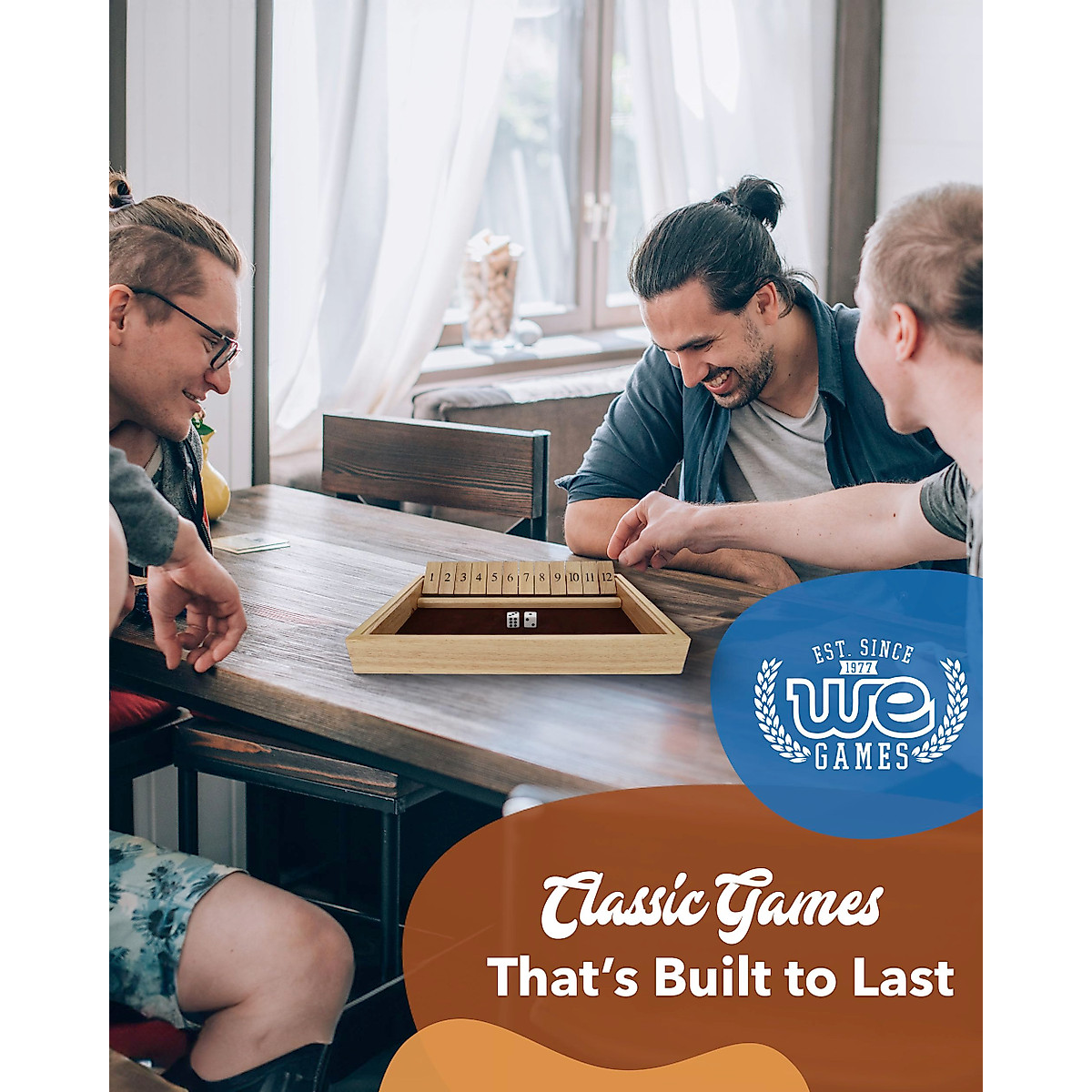 Deluxe Wood 12 Numbers Shut The Box Game