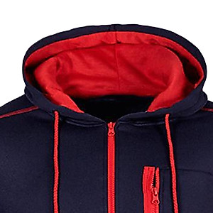 Maiyifu-GJ Men's Full Zip Casual Hoodies Long Sleeve Fleece Sports Hoodie Lightweight Hooded Sweatshirts with Zip Pockets (Dark Blue,Medium)