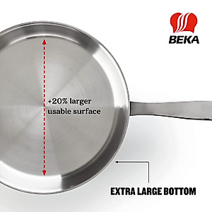 Beka Maestro Frying Pan 9.5" Skillet, Stainless Steel Pan with 5-Ply Construction, Oven Safe Skillet, Induction Compatible Cookware Fry Pan, Dishwasher Safe Omelette Pan, Electric Frying Pan