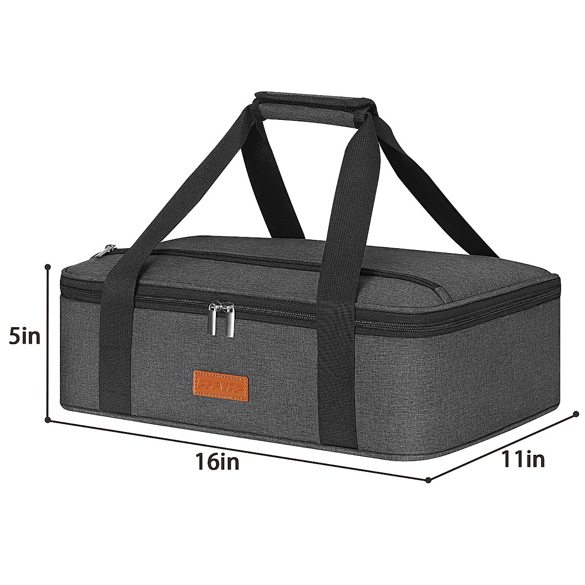 PFFVRP Insulated Casserole Carrier for Hot or Cold Food, Reusable Insulated Food Carrier for Potluck Parties, Picnic, Cookouts, Fits 11 x 15 or 9 x 13 Lasagna Pan, Casserole Dish, Baking Dish（Gray）