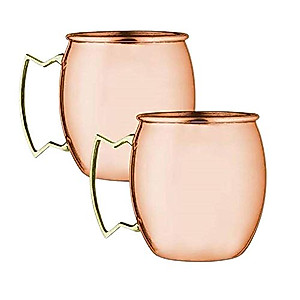 Set of 2 Modern Home Authentic 100% Solid Copper Moscow Mule Mug - Handmade in India