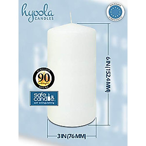 Hyoola White Pillar Candles 3x6 Inch - Unscented Pillar Candles - 12-Pack - European Made