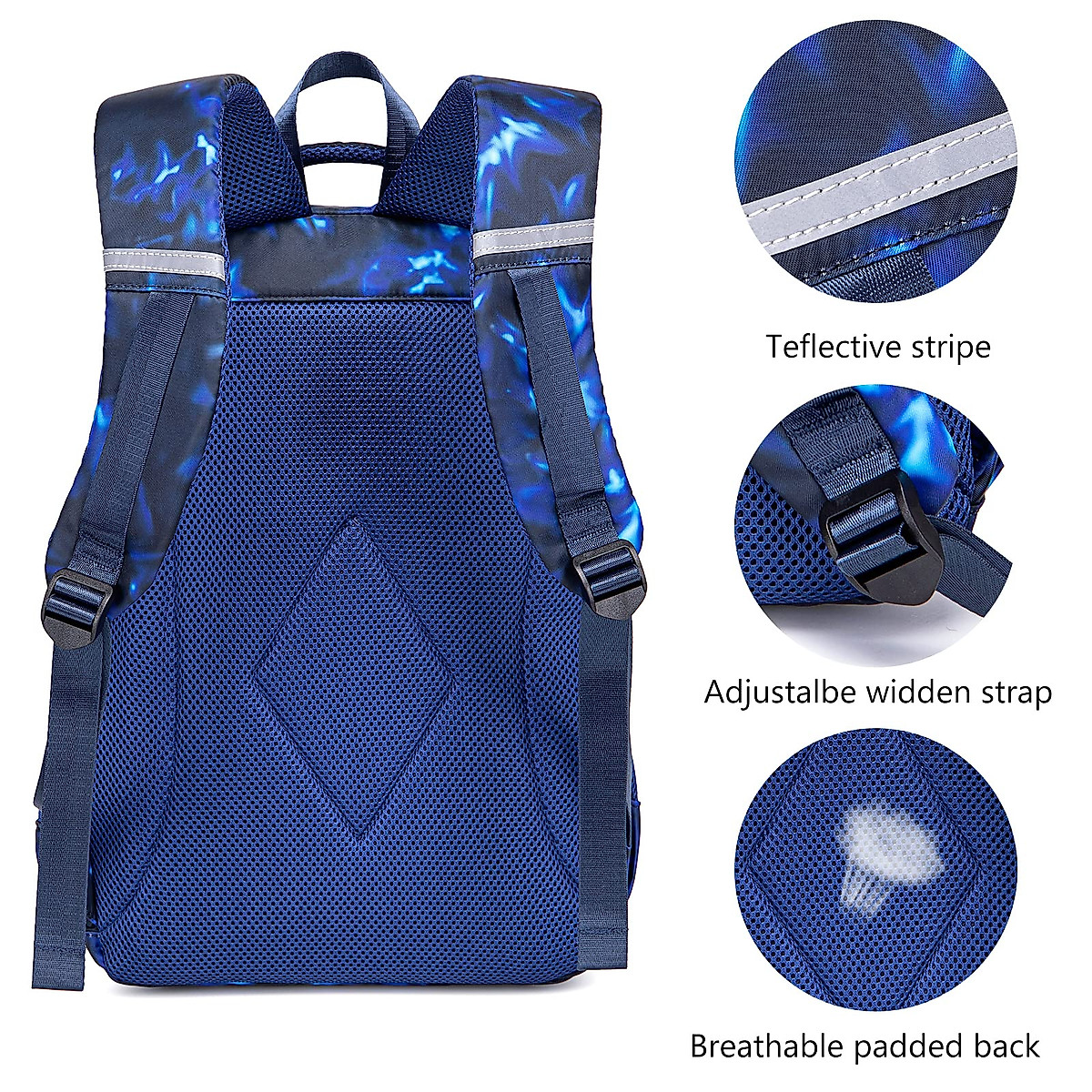 LEDAOU School Backpack Teen Boys Girls Bookbag Daypack School Bag (Football Black)