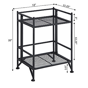 Convenience Concepts Xtra Storage 2 Tier Folding Metal Shelf, Black