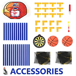 OMNISAFE Arcade Basketball Hoop Game Set for Kids & Dart Board, Basketball Game Training System, Includes 2 Balls, 1 Air Pump and Slide Ramp