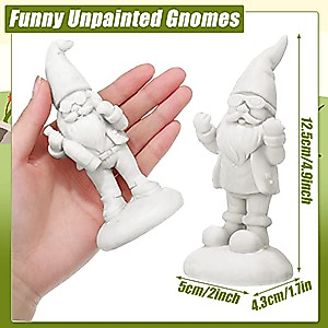 2 Pcs Gnomes to Paint Naughty Unpainted Gnomes Ceramic Paint Your Own Gnome Statues Naughty Gnomes DIY Paintable Figurines Wizard Gnome for Garden Lawn Yard Outdoor Decor