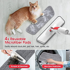 MANGOTIME Microfiber Spray Mop for Hardwood Floor Cleaning - Wet Dry Dust Mop with 2 Refillable Bottles & 4 Washable Reusable Pads, Flat Kitchen Mop for Wood, Tile, Laminate, Vinyl