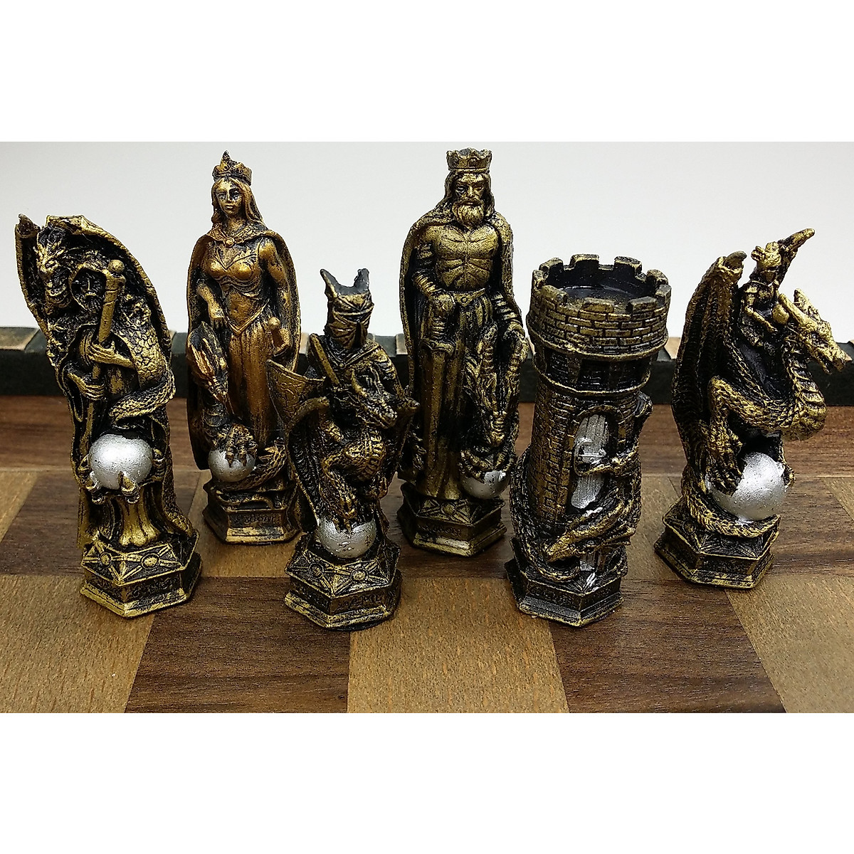 HPL King Arthur Camelot Knights Medieval Times Dragon Fantasy Chess Set W Castle Board 17"