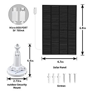 Lybuorze Solar Panel for Security Camera, Solar Panel for 5V Outdoor Camera, Micro USB & USB-C Port Solar Panel, IP66 Waterproof Solar Charger for Camera, 360° Adjustable Mounting Bracket, 10ft Cable