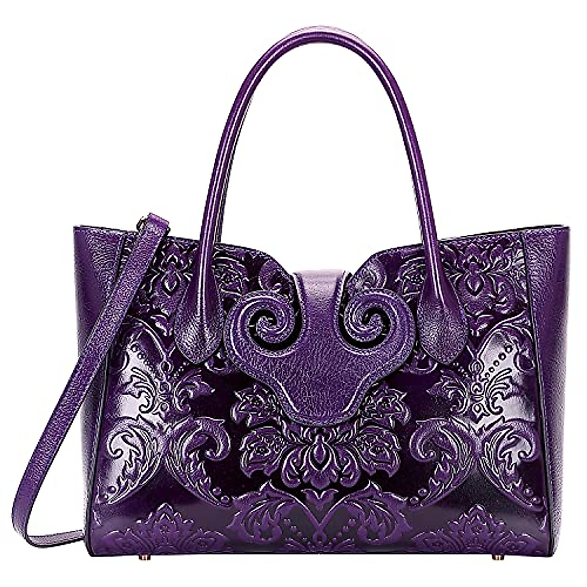 PIJUSHI Floral Handbags For Women Designer Handbag Top Handle Shoulder Bags For Ladies (91776 Purple)