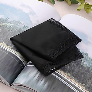 HOULIFE Women's Lace Handkerchiefs, Soft Cotton Embroidery Black Ladies Hankies with Lace Border (6 PCS)