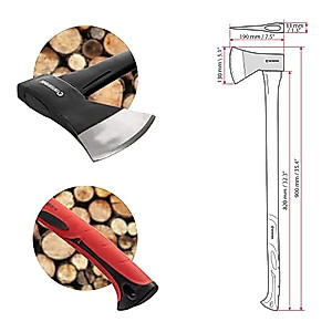 INTERTOOL 36” Wood Chopping Axe, 2.8 Lbs, Long Tree Felling Ax, Firewood Cutting, Shock Absorbing Fiberglass Anti-Slip Handle with Blade Cover HT-0264