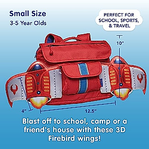 Bixbee Kids Backpack, Light Up Toddler Backpack for Girls & Boys with Pockets, Durable Zippers & Easy Carry Design - Perfect Size Small Bookbag for School in Firebird Flyer Backpack - Small