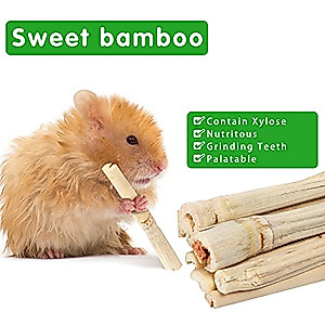 GANBRIPS 4 Pack Rabbit Chew Toys for Teeth, Bunny Chew Treats, 100% Natural Apple Wood Sticks Timothy Hay Balls Loofah Carrot Sweet Bamboo Toys for Bunnies/Chinchillas/Guinea Pigs/Hamsters