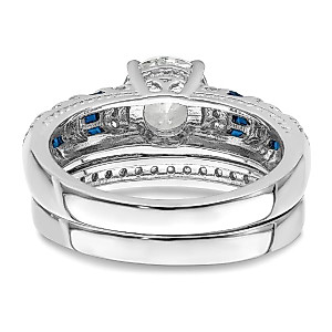 IceCarats 925 Sterling Silver Blue White Cubic Zirconia CZ Engagement Wedding Band Ring R Size 7