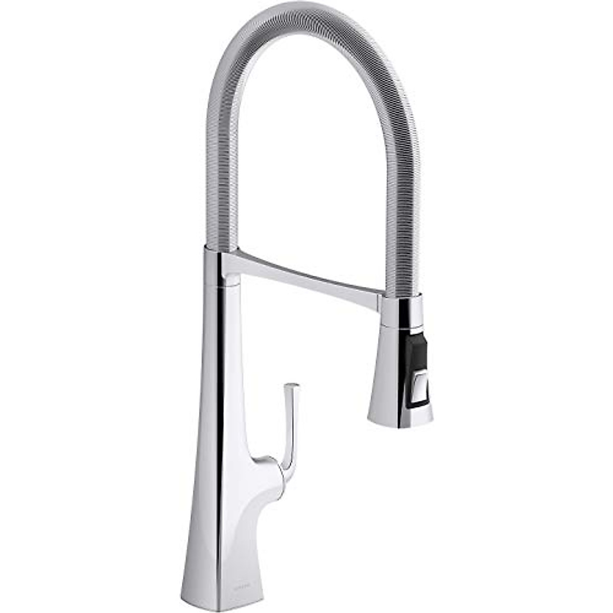 Kohler 22060-CP Graze Tall Commercial, 3 Function Semi-pro Kitchen Sink Faucet with Pull Down Sprayer, Polished Chrome