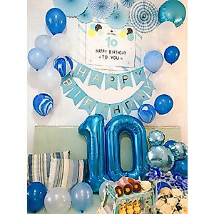 Tellpet Number 10 Balloons, 40 Inch Foil Balloons, Sapphire Blue