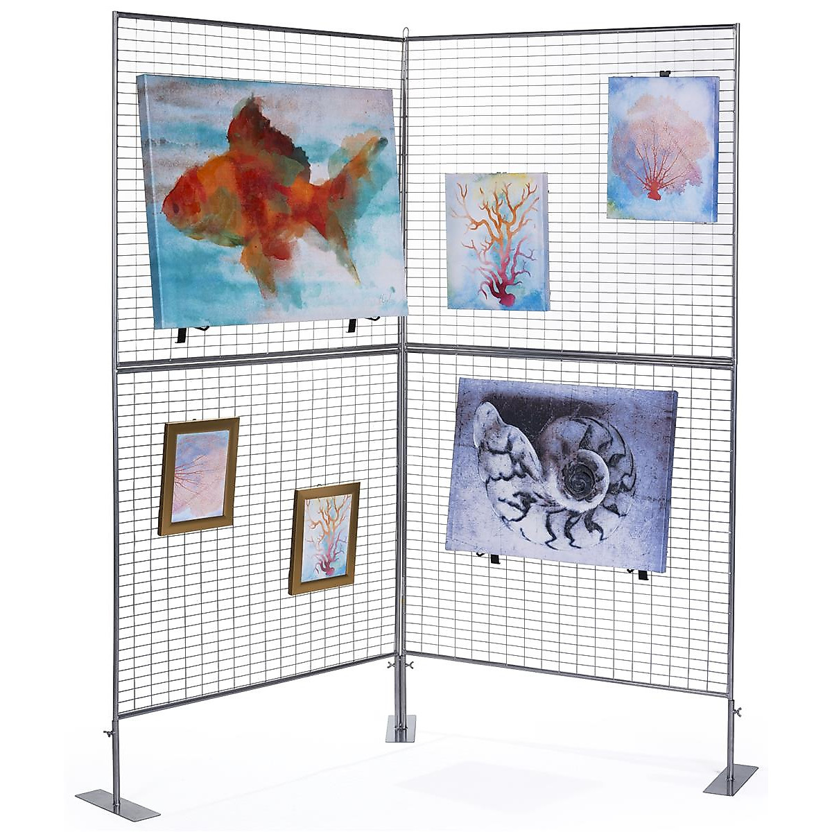 Displays2go 75 Inch 2-Panel Exhibit Displays, Iron Construction, Floor Standing, Double Sided – Silver Finish (AD2PNL)