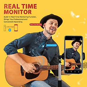 SabineTek SmartMike+ - Rechargeable Wireless Bluetooth Microphone, Hands-Free w/Noise Cancellation, Compatible w/GoPro, Canon Camera, iPhone/Android - Perfect for Vlogging & Interviewing (White)