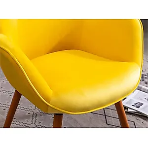Roundhill Furniture AC155YL Doarnin Silky Velvet Tufted Button Accent Chair, Yellow 30D x 41.5W x 26.8H in