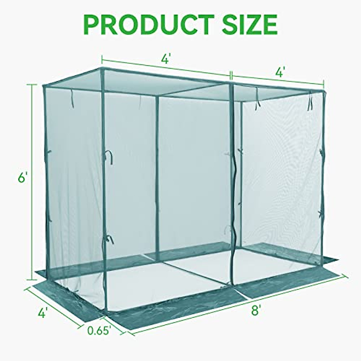 GROWNEER 4 x 8 Feet Crop Cage Plant Protection Tent with 6 Ground Staples, Storage Bag, Steel Tubes, Connectors, Suitable for Garden, Yard, Lawn