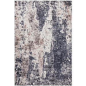 Area Rug Living Room Rugs: 5x7 Large Soft Indoor Carpet Modern Abstract Decor Rug with Non Slip Rubber Backing for Under Dining Table Nursery Home Office Bedroom Gray Brown