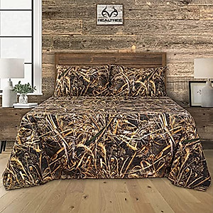 Visi-One Realtree Max-5 Camouflage Bed Sheets - 4 Piece Camo Bedding Queen- Premium Polycotton Super Soft Hunting Sheet Set - Machine Washable Outdoor Bedding Set (Queen Size)