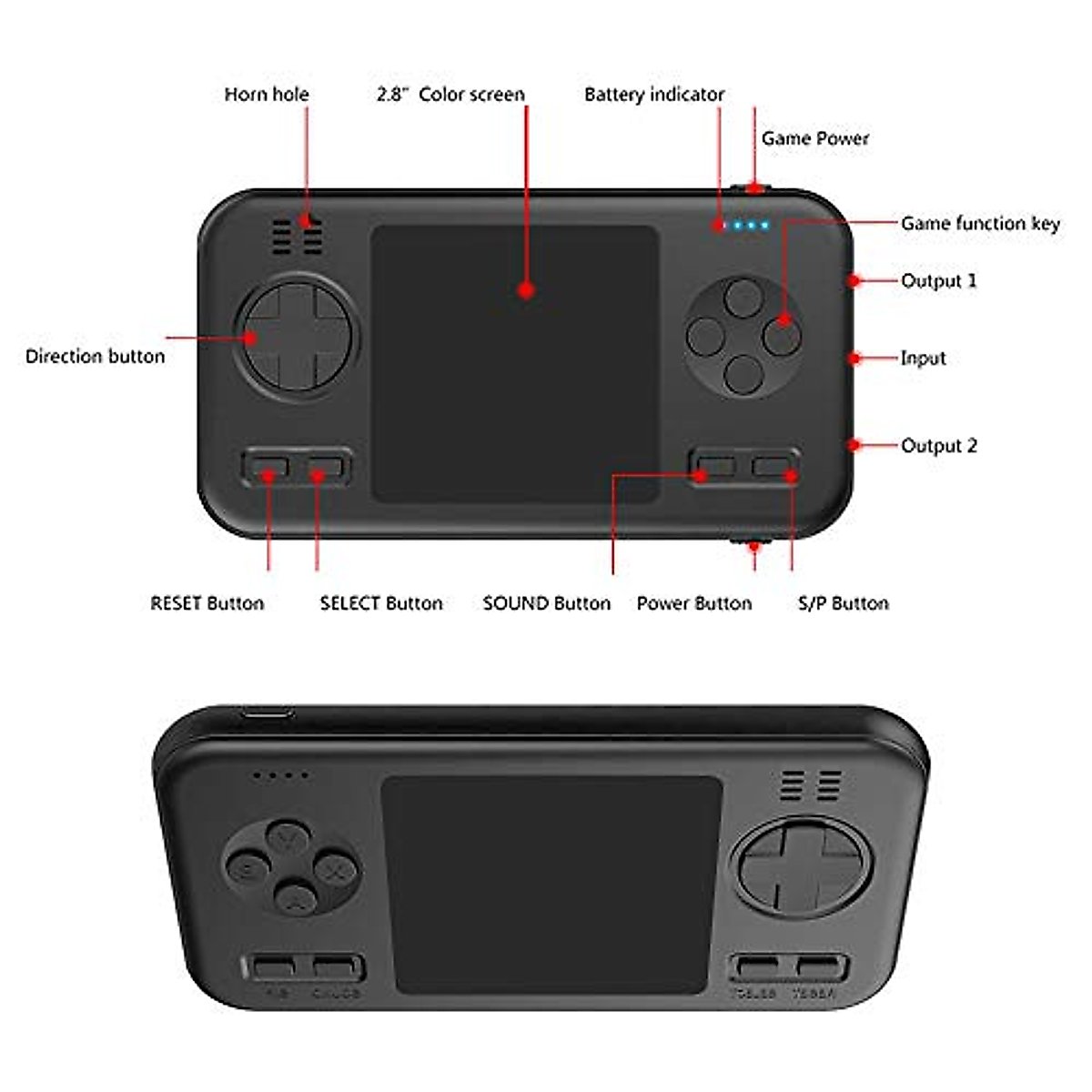 Generic Brands Portable Handheld Game Console and Power Bank, Retro Game Console with Built in Games 416, Classic Video Game Console for Kids Adult