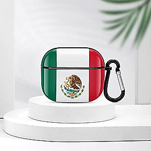 YouTary Compatible with Airpods 3 Case Cover 2021 with Keychain Mexico Flag Pattern, Apple AirPod Headphone Cover Unisex Shockproof Protective Wireless Charging