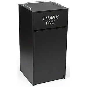 Displays2go 36 Gallon Commercial Waste Bin, Restaurant & Food Court Common Areas, Recycling & Tray Storage, Black (LCKDCHTTBK)