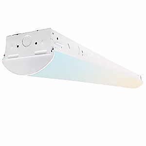 LUXRITE 4FT Linear LED Strip Light Fixture, 40W Shop Light for Garage, 3 Color Options 3000K-5000K, 4600 Lumens, 0-10V Dimmable, Damp Rated, Overhead Workbench Light, 120-277V, DLC and ETL Listed