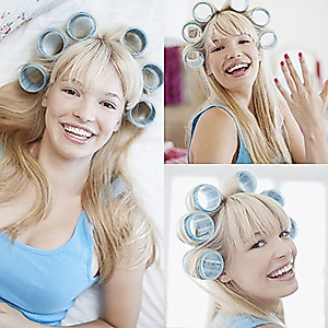 Hair Rollers Jumbo Size sets Self Grip Salon Hair Curlers Large Hair Rollers 3 Inch 6 Size 24 Pack Blue