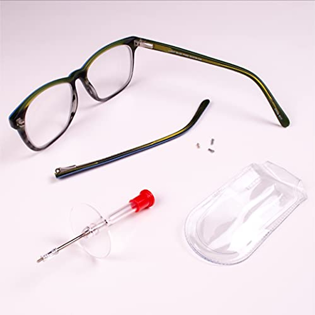 Apex Glasses Repair Kit - Eyeglass Repair Kit with Small Screwdriver ,Eyeglass Screws, Magnifying Glass, Screw Guide, & Storage Pouch - Universal Eyeglass Repair Kit for Reading Glasses, & Sunglasses