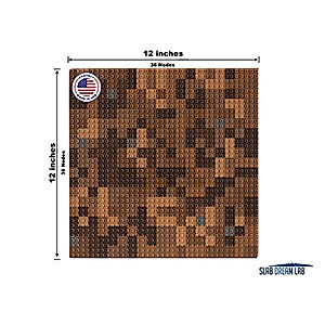 SlabDreamLab 12"X12" Baseplate for All Major Building Bricks and Blocks (Brown Mosaic, 4-Pack)