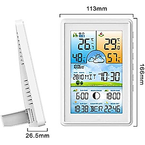 Odekai Weather Station Indoor Outdoor Thermometer,Digital Vertical Weather Forecaster with Indoor/Outdoor Temperature, Humidity, and Date and Time,Weather Station with Display and Atomic Clock