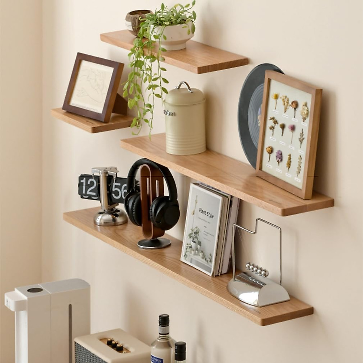 Conamily Oak Floating Shelves, 100% Solid Oak Wood Wall Mounted Natural Wood Wall Shelf Display Shelf for Home Office Living Room Bedroom Wall Storage Shelf (16inch)