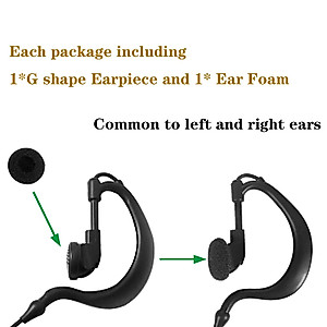 KANMIT Kenwood Earpiece with mic Walkie Talkie Headset for Baofeng uv-5r uv-9r bf-888s bf-f8hp tk-2202 tk-2402 tk-3402 nx-200 nx-320 Icom Radio with PU G Shape Ear-Hook and PTT mic, 10 Pack